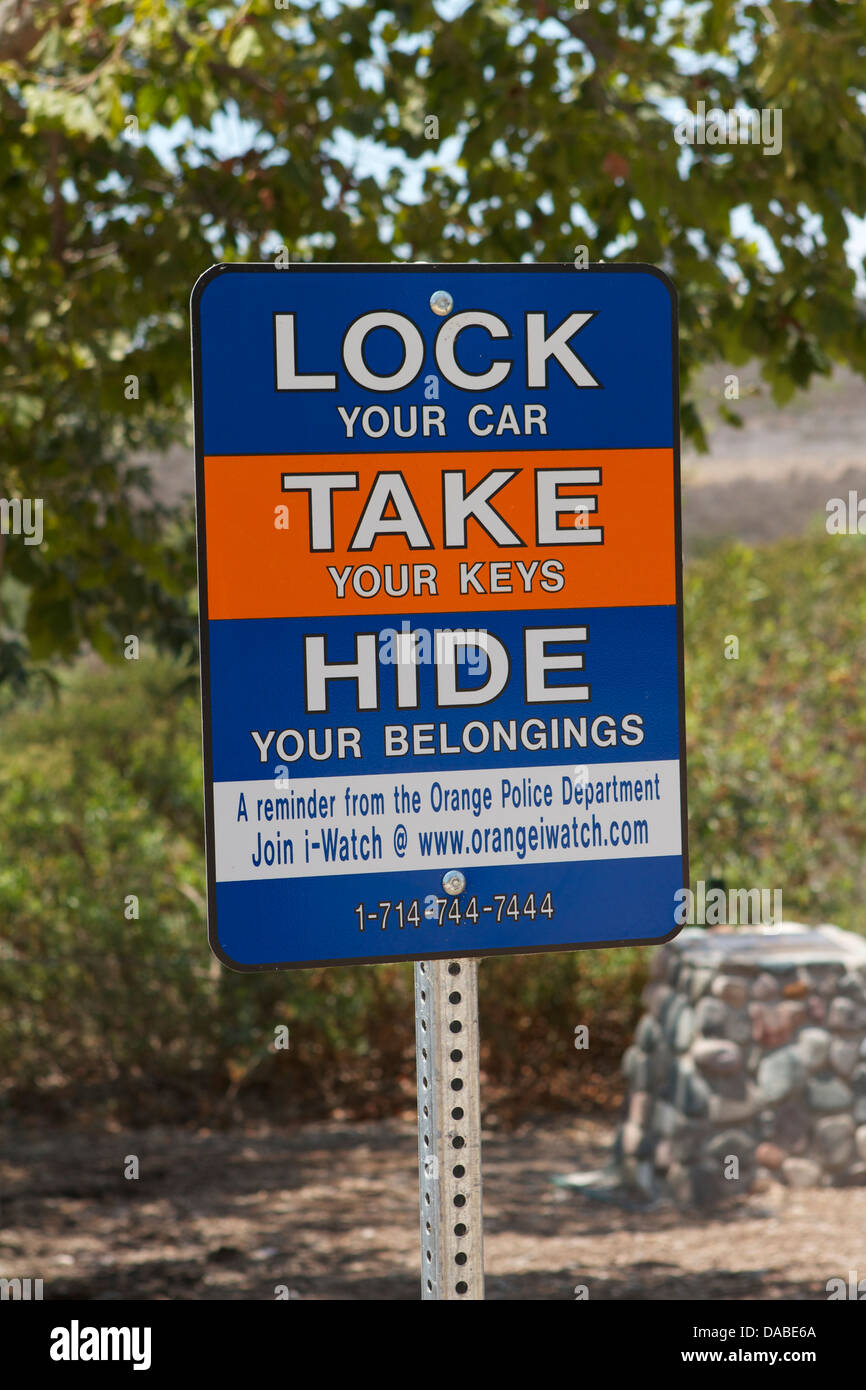 Lock your car sign hi-res stock photography and images - Alamy