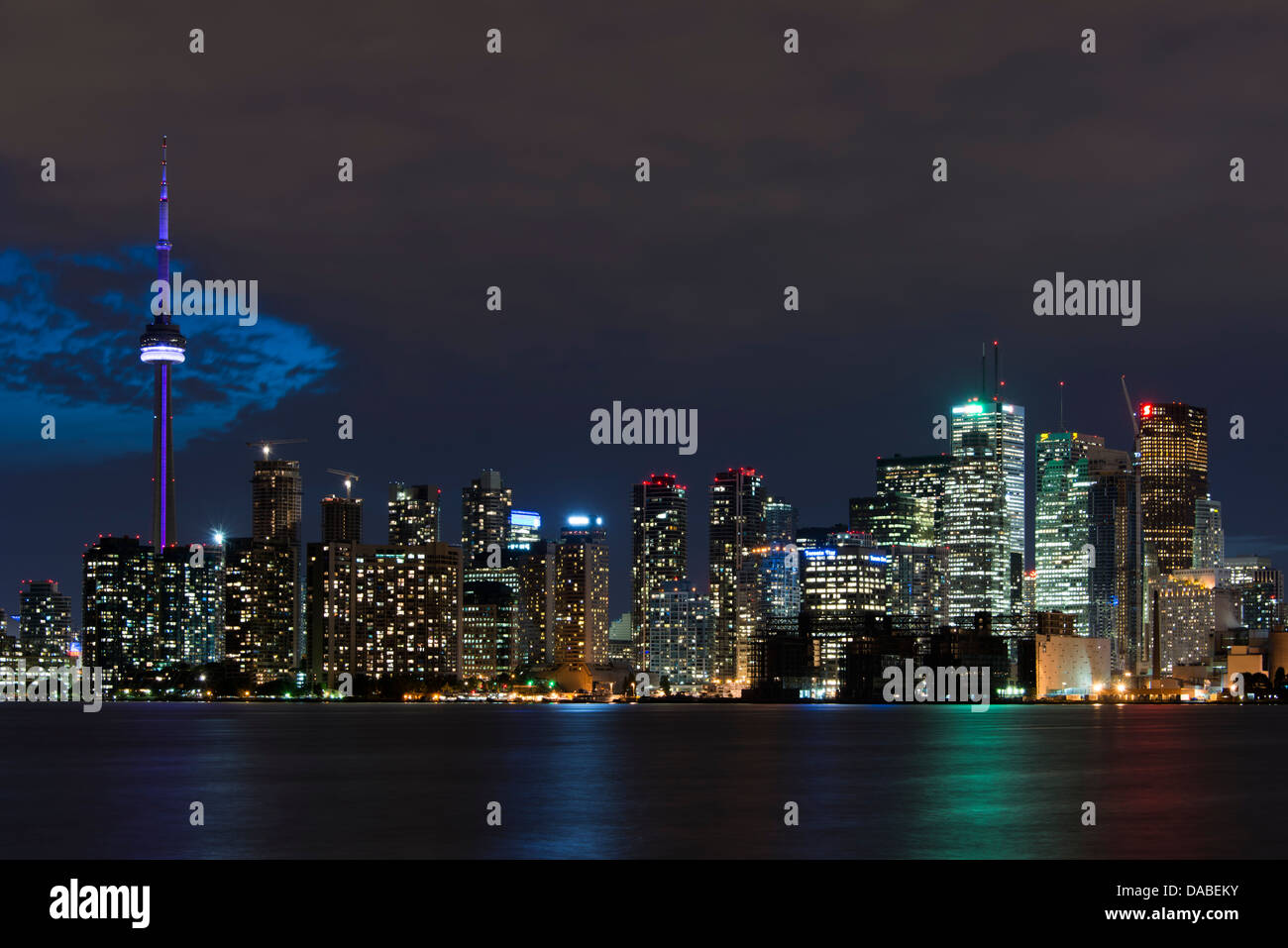 Skyline at night from Ward's Island Ferry dock, Toronto Island Park ...