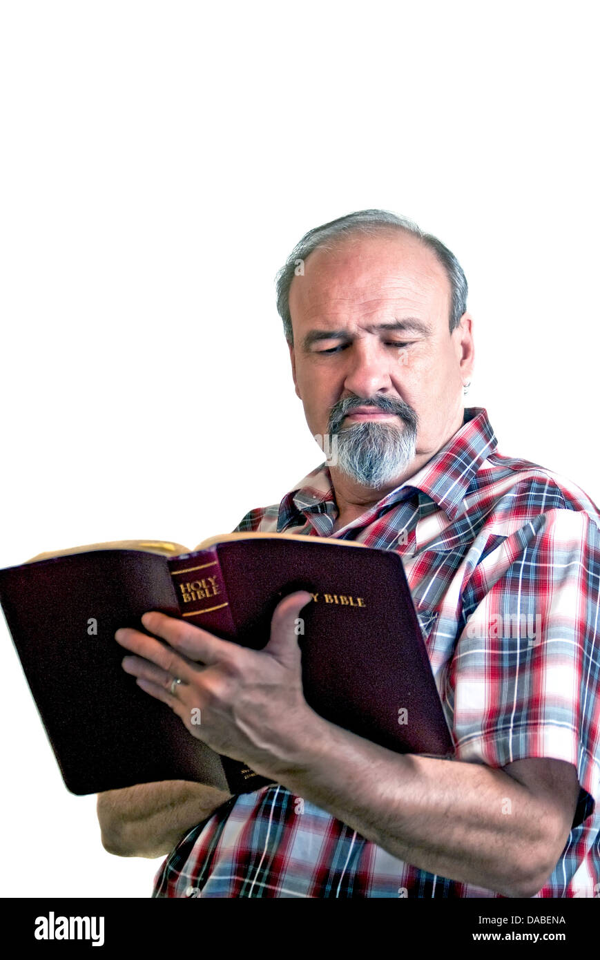Adult male reading a Christian Bible Stock Photo - Alamy