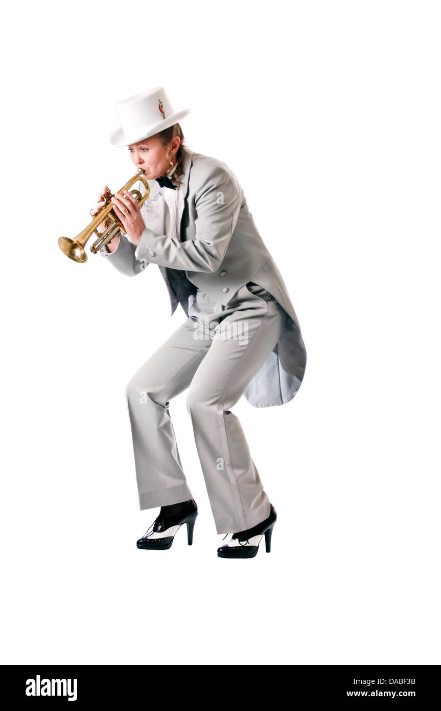 Female playing trumpet Cut Out Stock Images & Pictures - Alamy