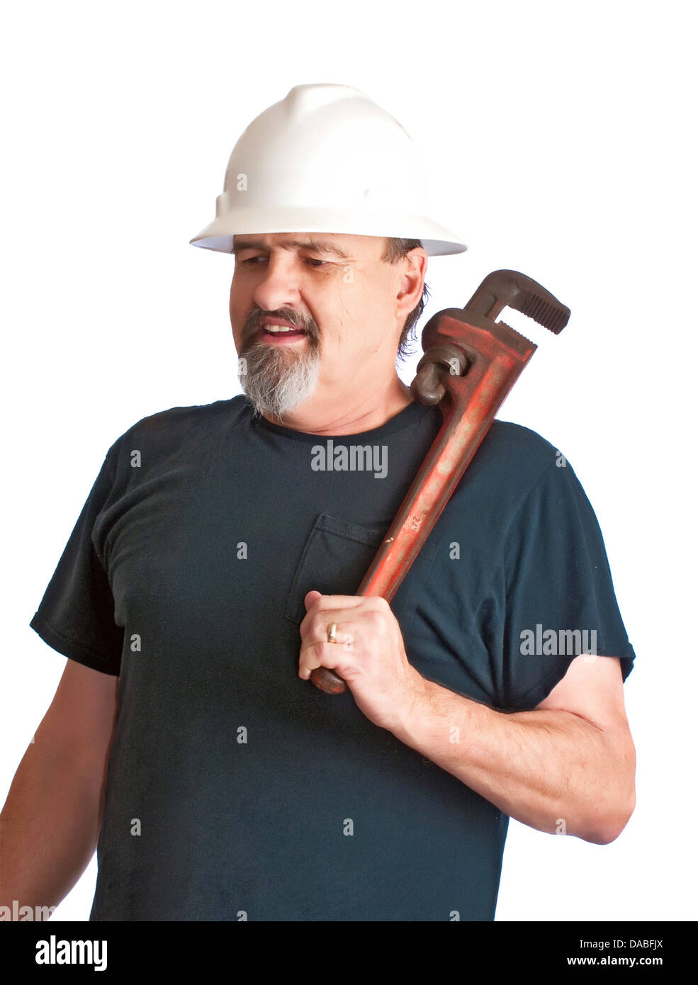 Male plumber ready to work on a new job Stock Photo - Alamy