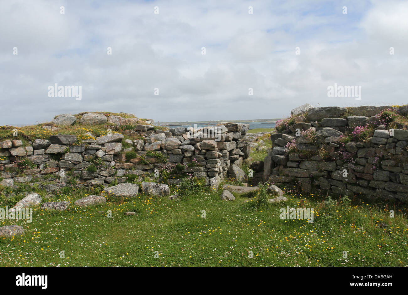 Ruin of Dun More Broch Isle of Tiree Scotland June 2013 Stock Photo - Alamy