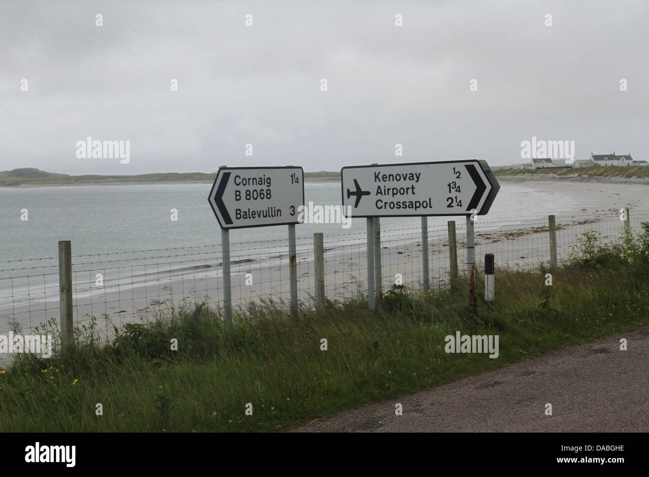 Road signs Isle of Tiree Scotland June 2013 Stock Photo - Alamy