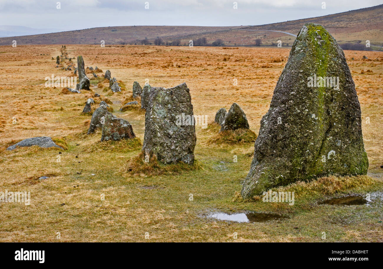 Merrivale stone row hi-res stock photography and images - Alamy