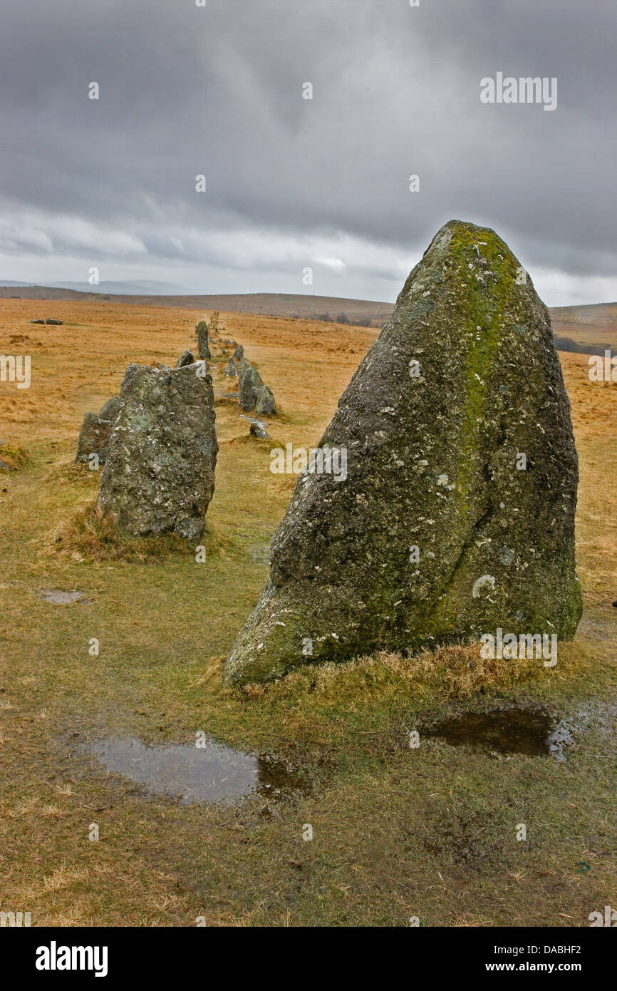 Merrivale stone row hi-res stock photography and images - Alamy