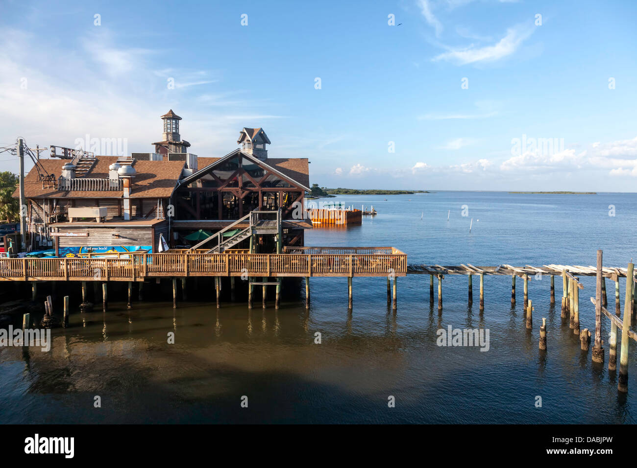Seabreeze waterfront restaurant and wooden dock, a portion of which is ...
