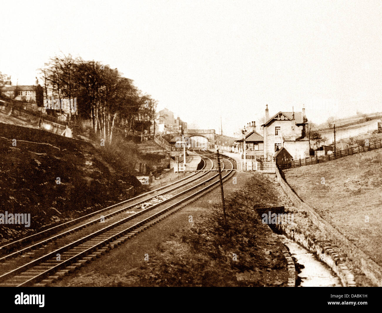 Ovenden Railway Station Halifax early 1900s Stock Photo - Alamy