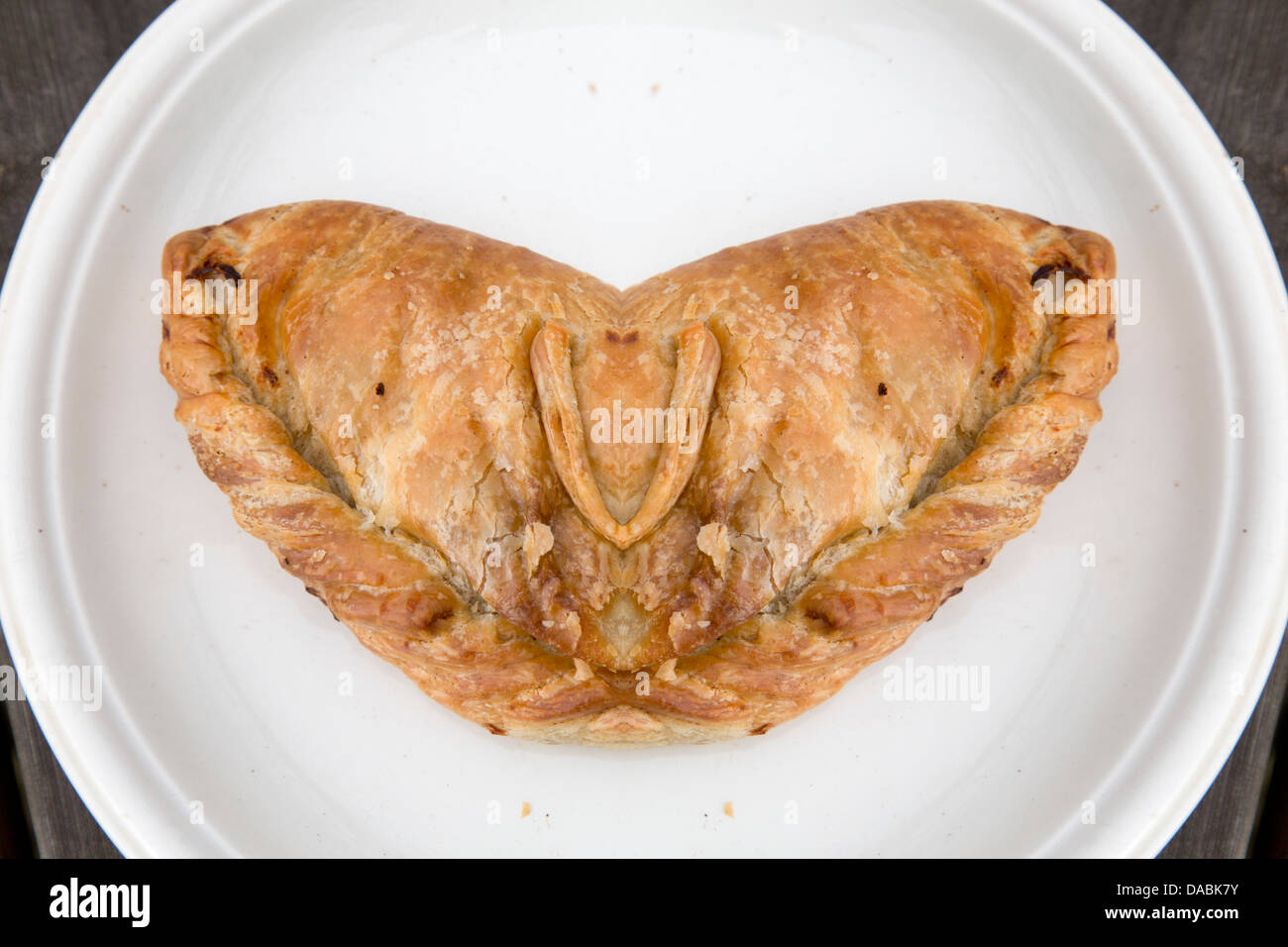 Cornish Pasty; Heart Shaped; on Plate; UK Stock Photo - Alamy