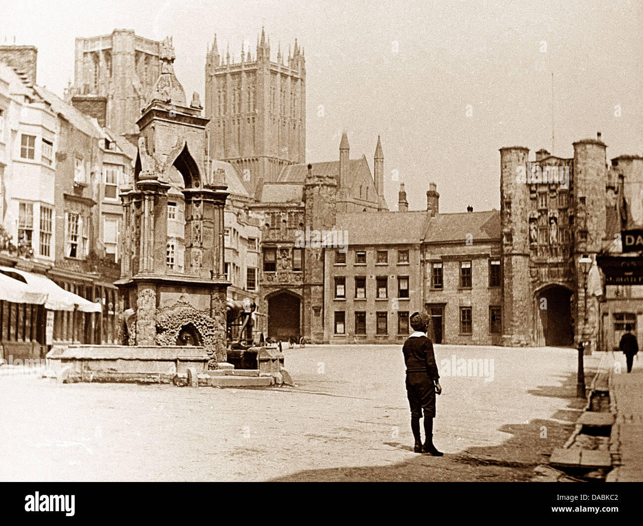 Wells Market Place early 1900s Stock Photo - Alamy
