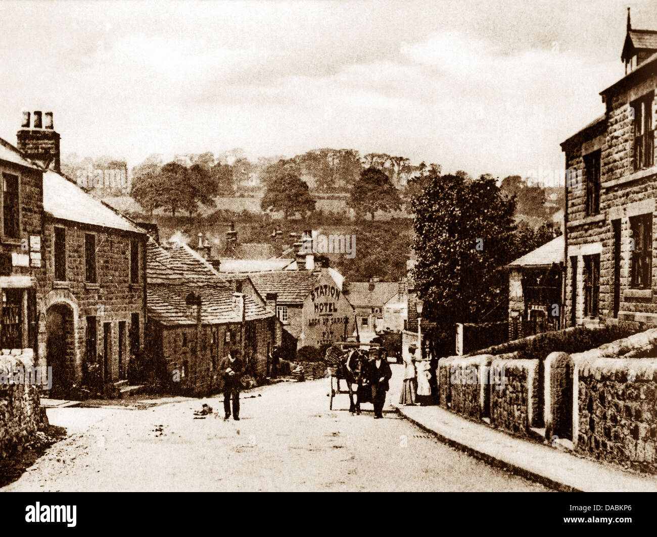 Hathersage Station Road early 1900s Stock Photo - Alamy