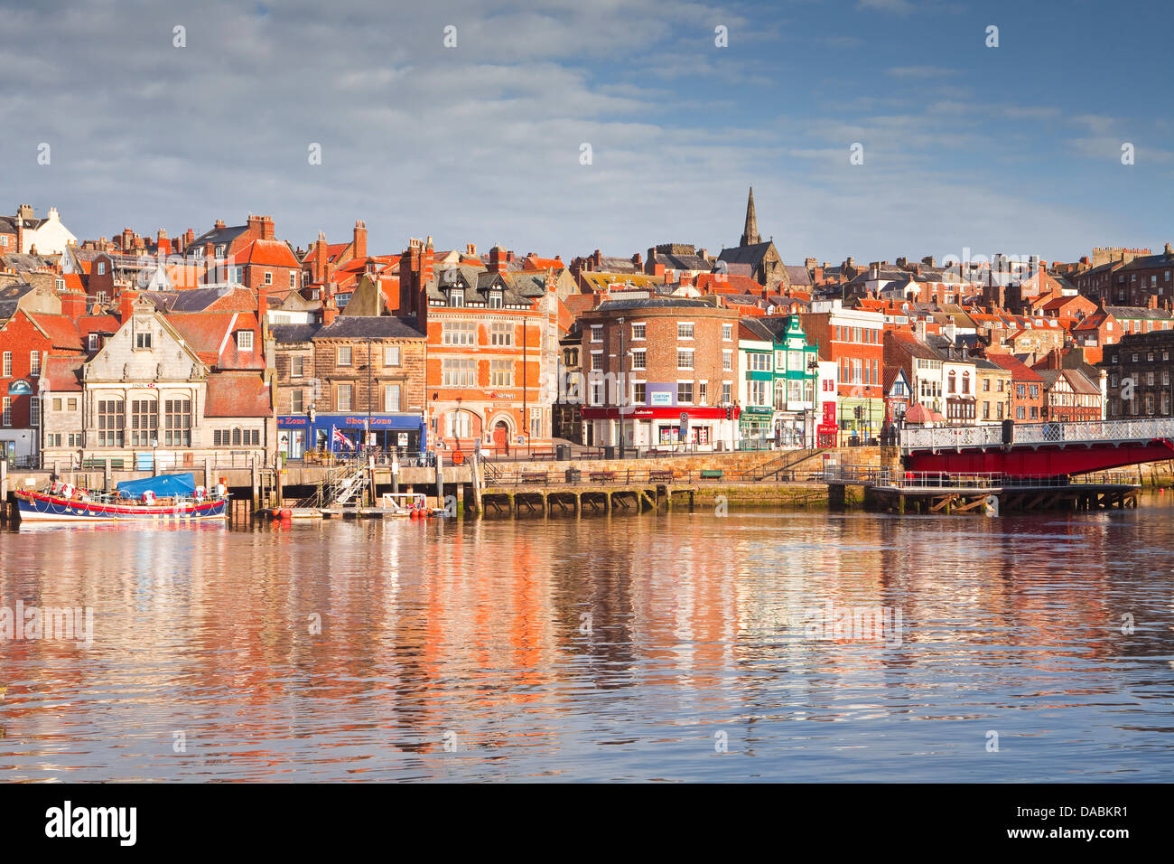 The coastal town of Whitby in the North York Moors, Yorkshire, England ...