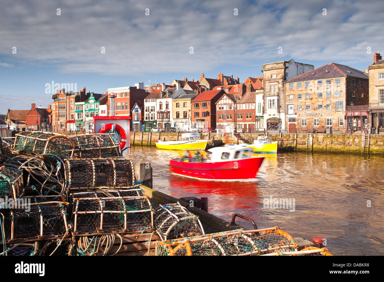 The seaside town of Whitby in the North York Moors National Park ...