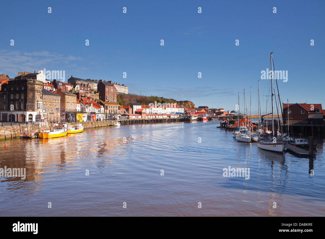 The seaside town of Whitby in the North York Moors National Park ...