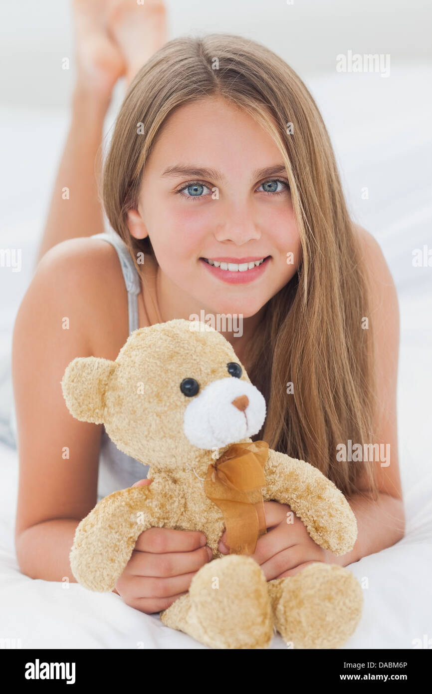 Young girl holding a teddy bear Stock Photo - Alamy Young girl holding a teddy bear Stock Photo - Alamy