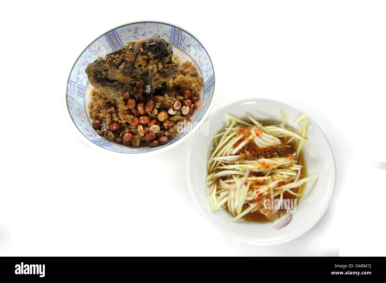 Thai Crispy Fish with Green Mango Salad – Yam Pla-Duk Fu Stock Photo ...