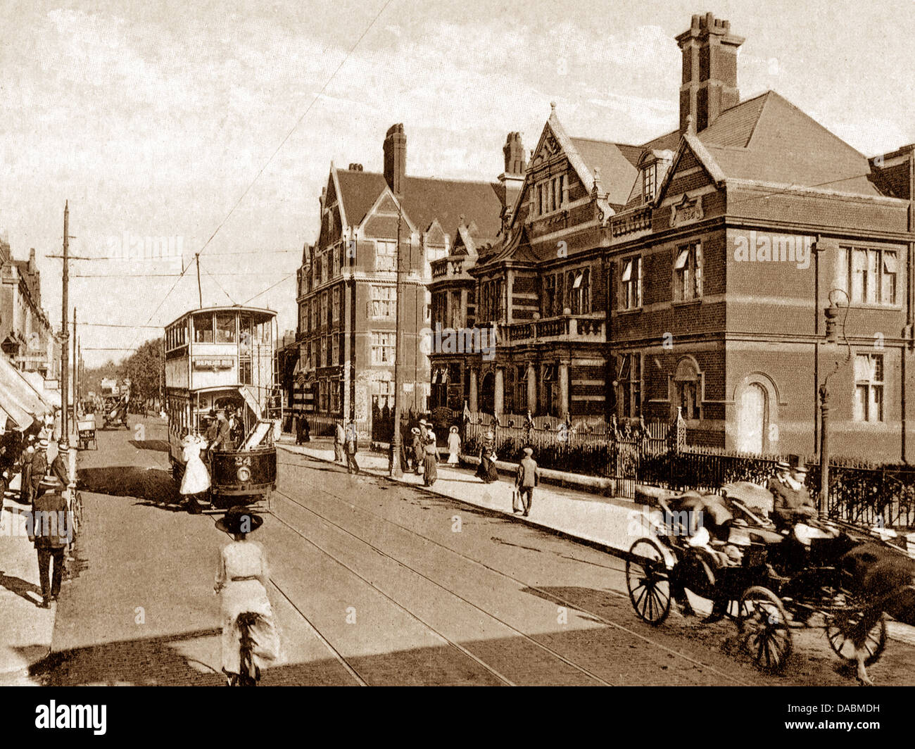 Shepherd's Bush Library and Fire Station London early 1900s Stock Photo ...