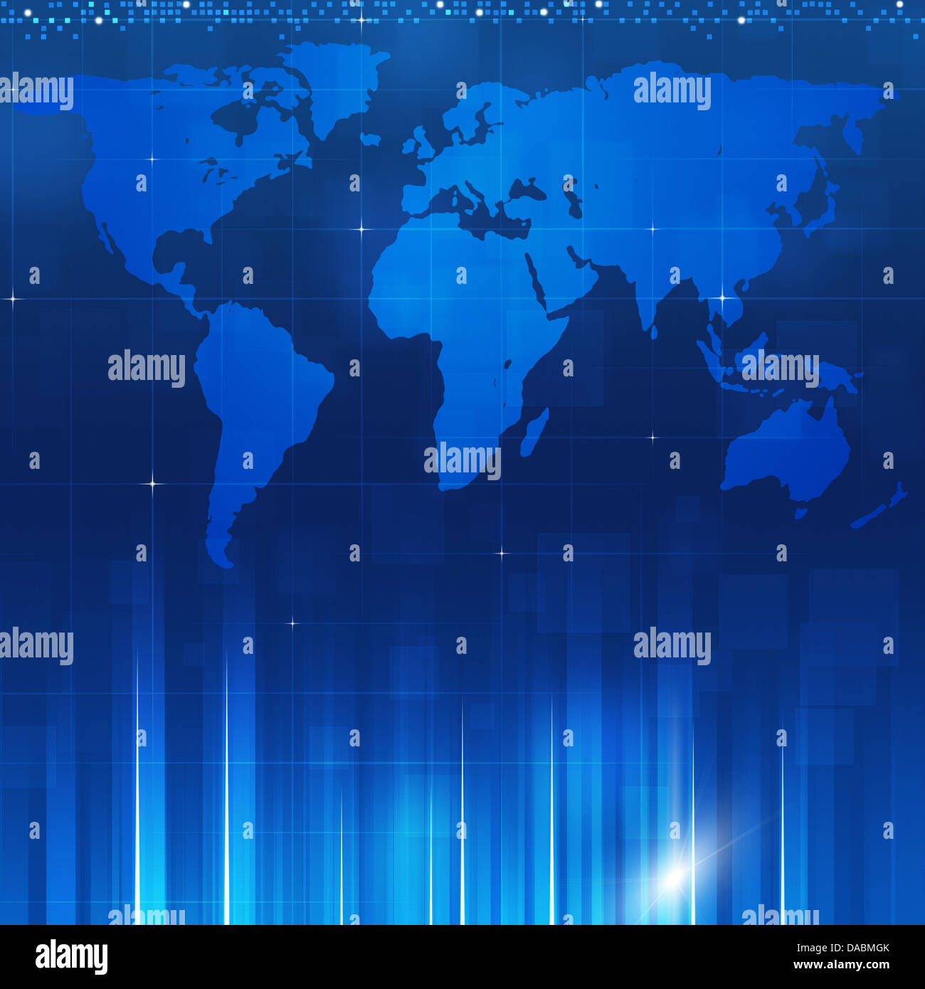 abstract world map and vertical lines business technology blue ...