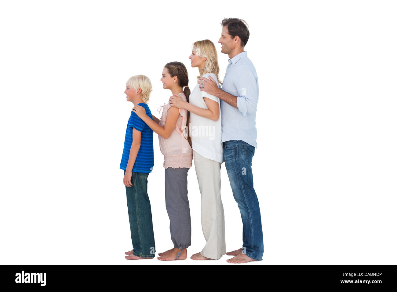 Family together in a row hi-res stock photography and images - Alamy