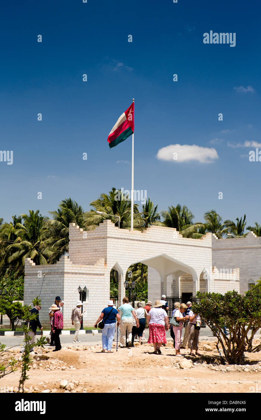 Oman, Dhofar, Salalah, Al Baleed archaeological park, visitors at Land ...
