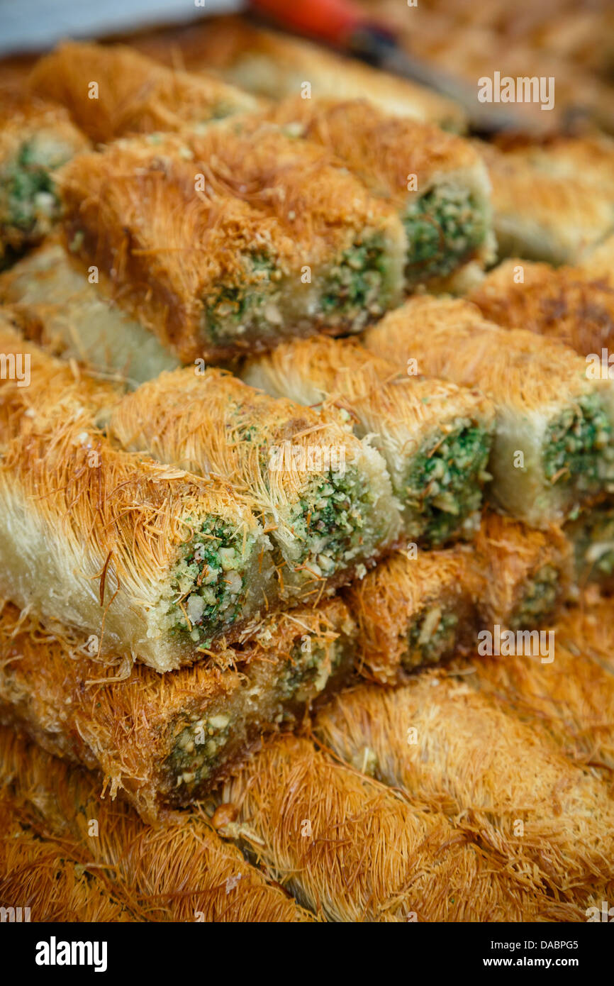 Baklava, an Arab sweet pastry, Mahane Yehuda market, Jerusalem, Israel ...