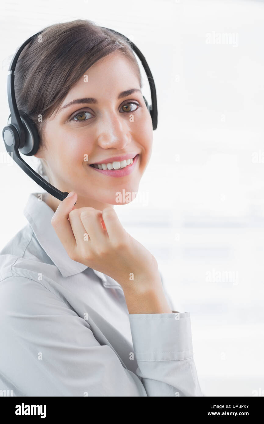 Call centre agent smiling camera hi-res stock photography and images - Alamy