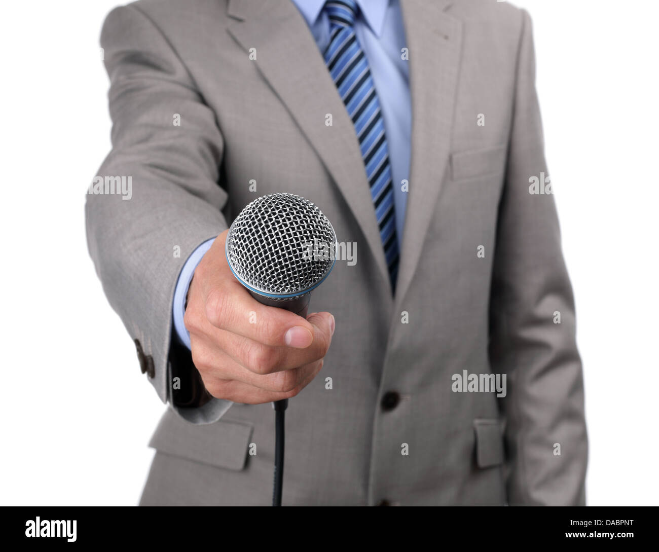 Interview with microphone Stock Photo - Alamy