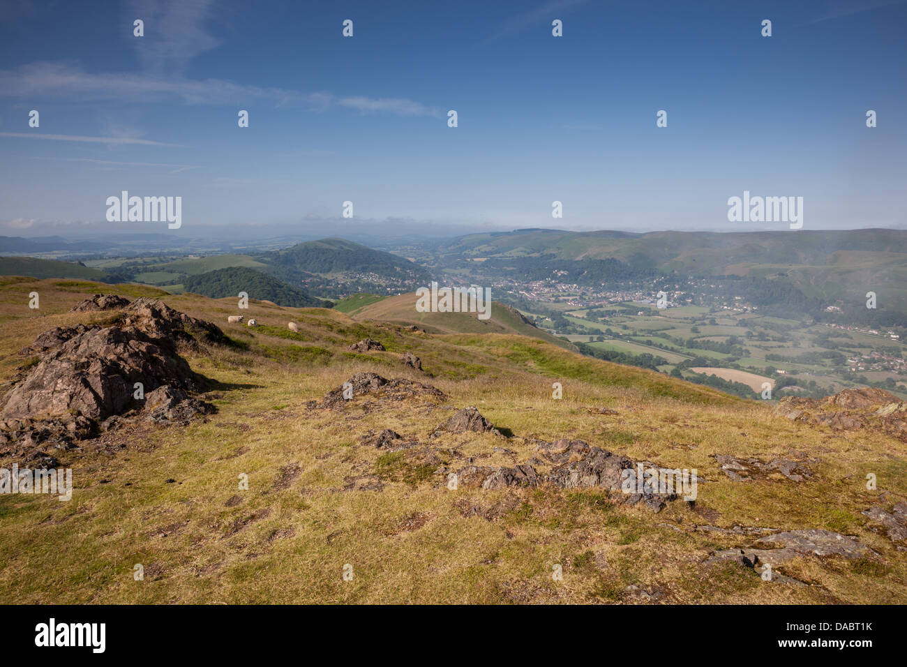 Church Stretton and the Long Mynd, as seen from the summit of Caer ...
