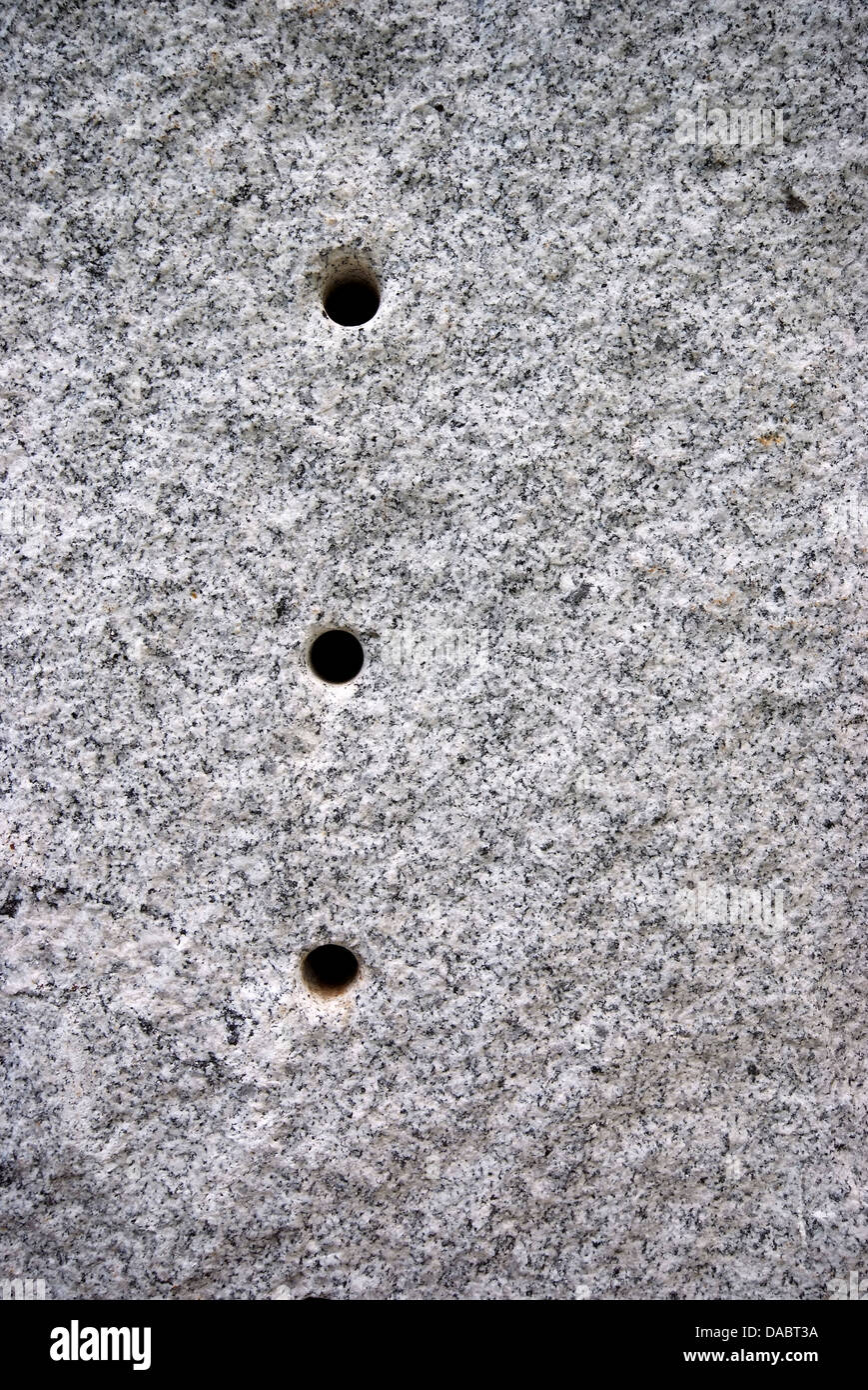 Round hole on the granite.The surface of Black and white granite stone ...