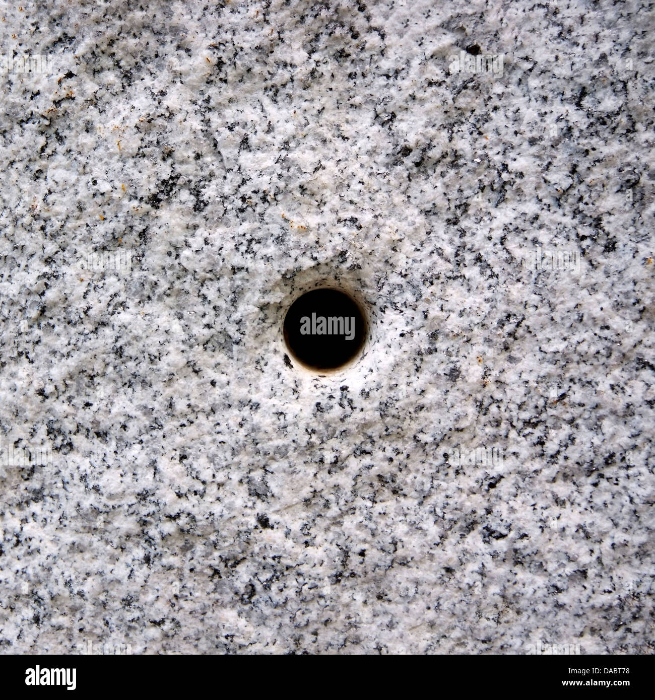 Round hole on the granite.The surface of Black and white granite stone ...