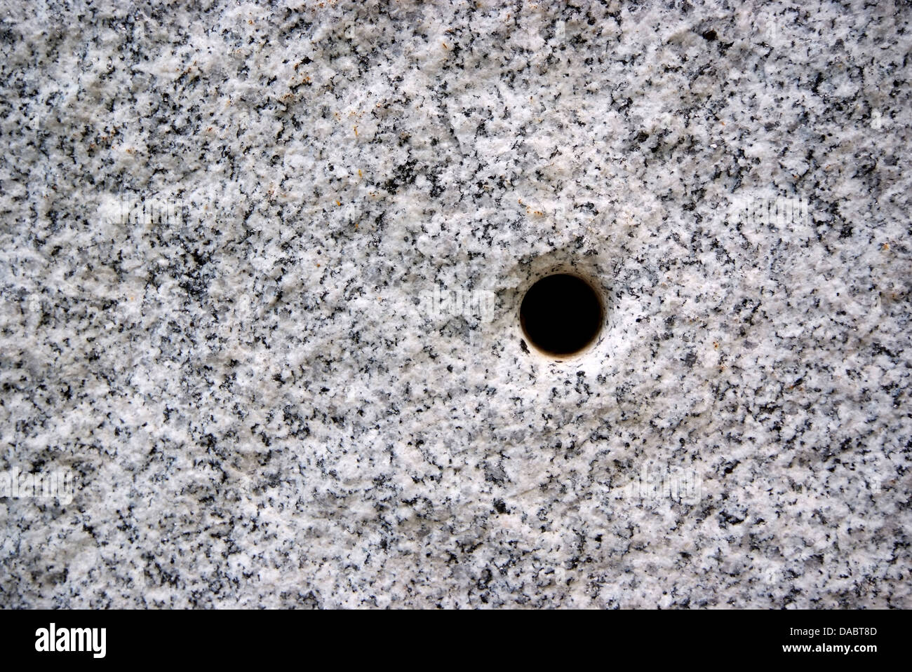 Round hole on the granite.The surface of Black and white granite stone ...