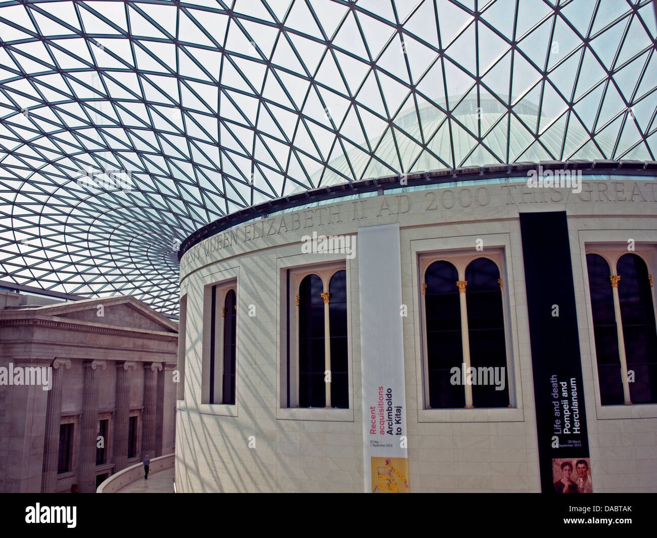 Interior of the British Museum showing the ceiling of the Great Court ...