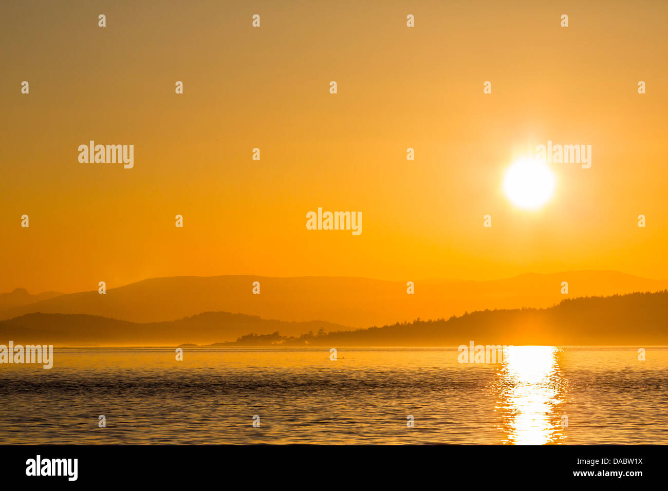 Pacific Northwest sunset, Haro Strait, Saturna Island, British Columbia ...
