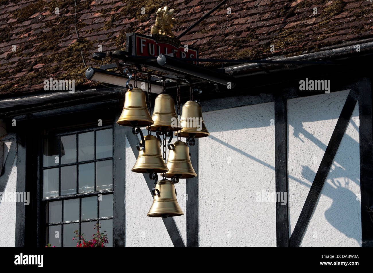 The Six Bells pub sign, Thame, Oxfordshire, UK Stock Photo - Alamy