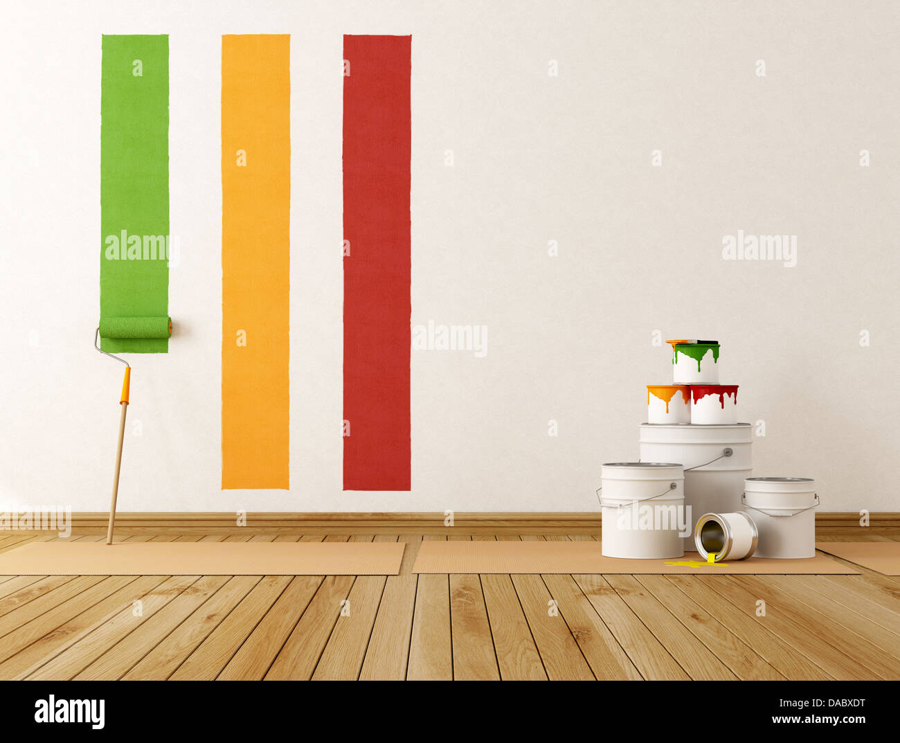 select color swatch to paint wall - rendering Stock Photo - Alamy