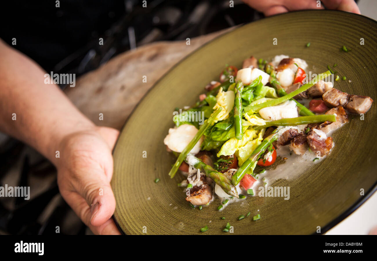 Surf and turf fine dining meal food Stock Photo - Alamy