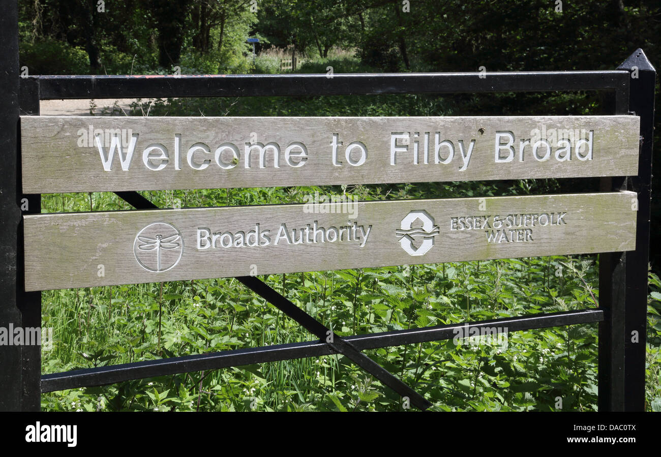 filby broad sign in the norfolk broads Stock Photo - Alamy