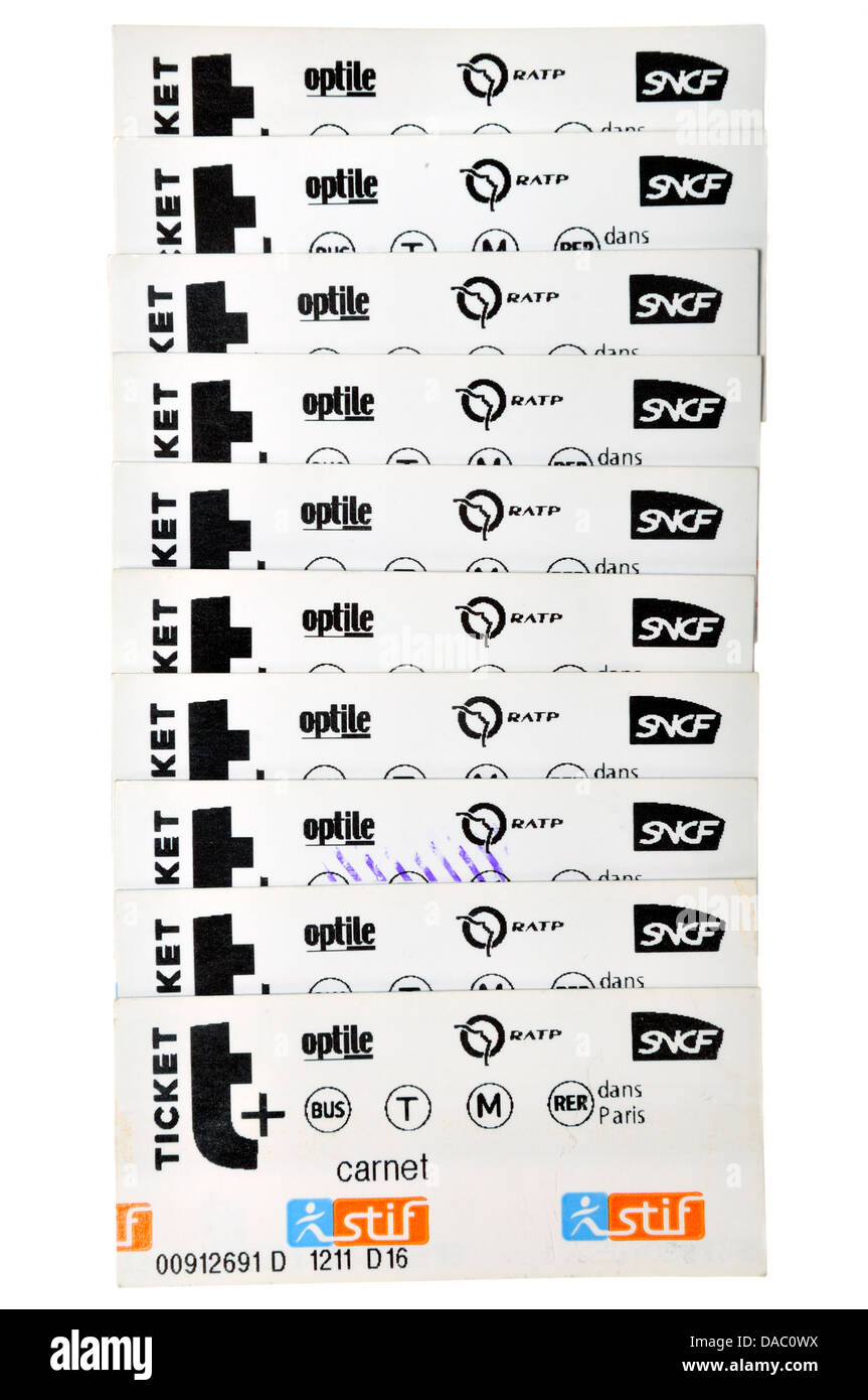 Paris metro tickets. A 'carnet' - 10 tickets bought together at ...