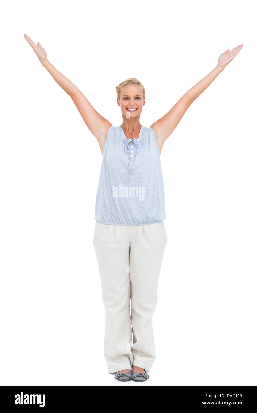 Woman hands up standing hi-res stock photography and images - Alamy