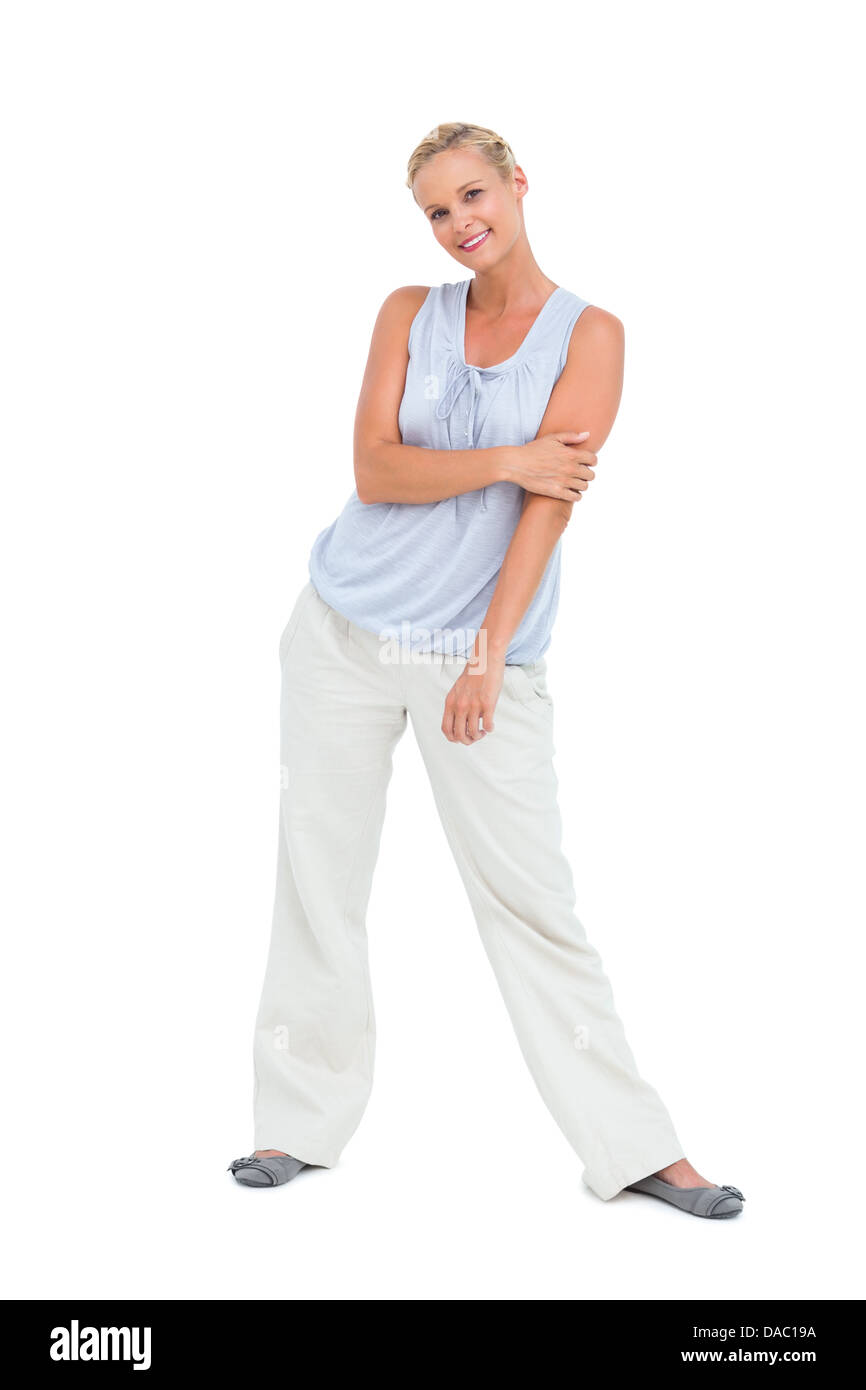 Happy confident blonde hair woman Cut Out Stock Images & Pictures - Alamy