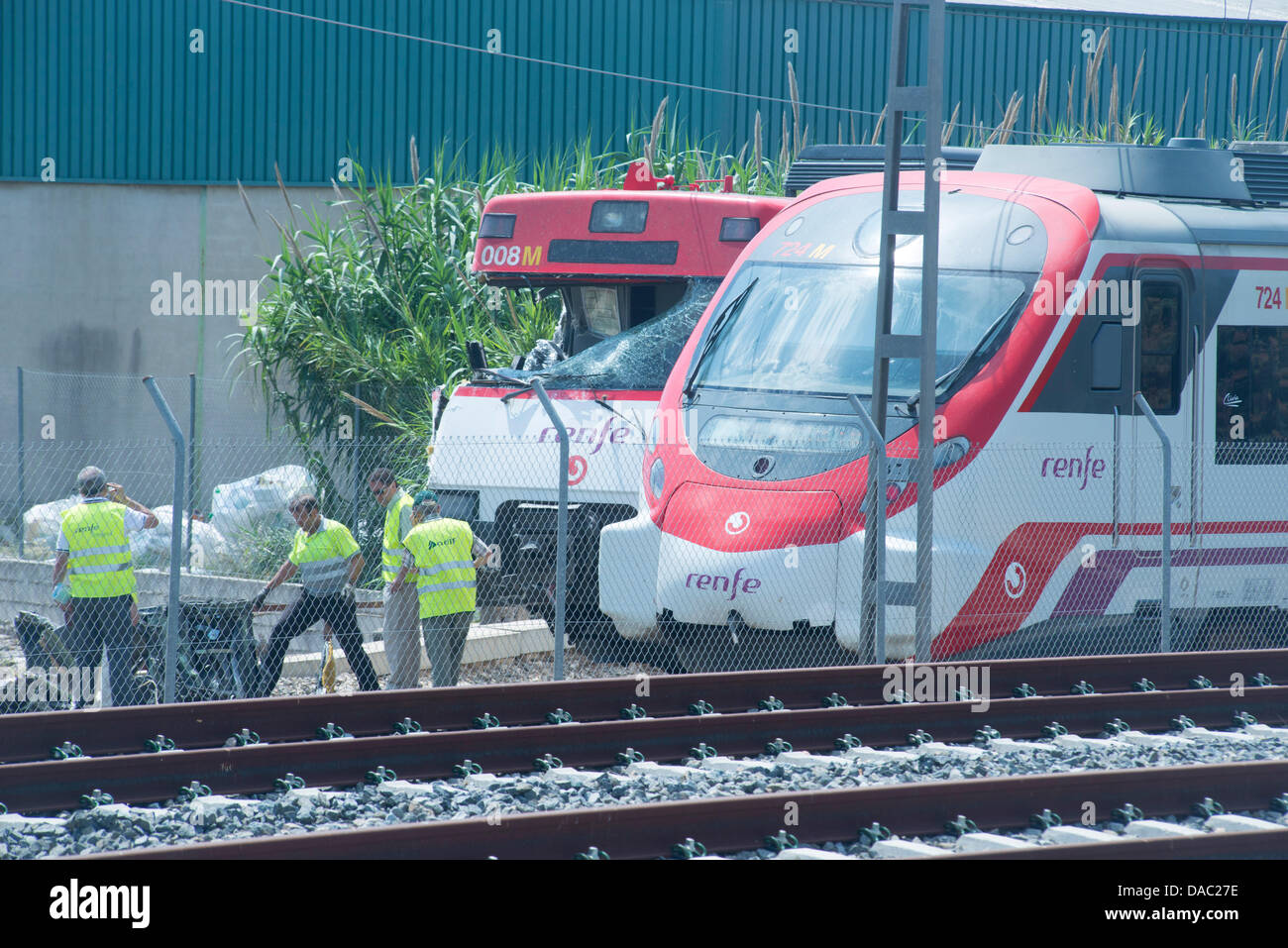 A train run over by a bus in carcaixent, Valencia. In an accident ...