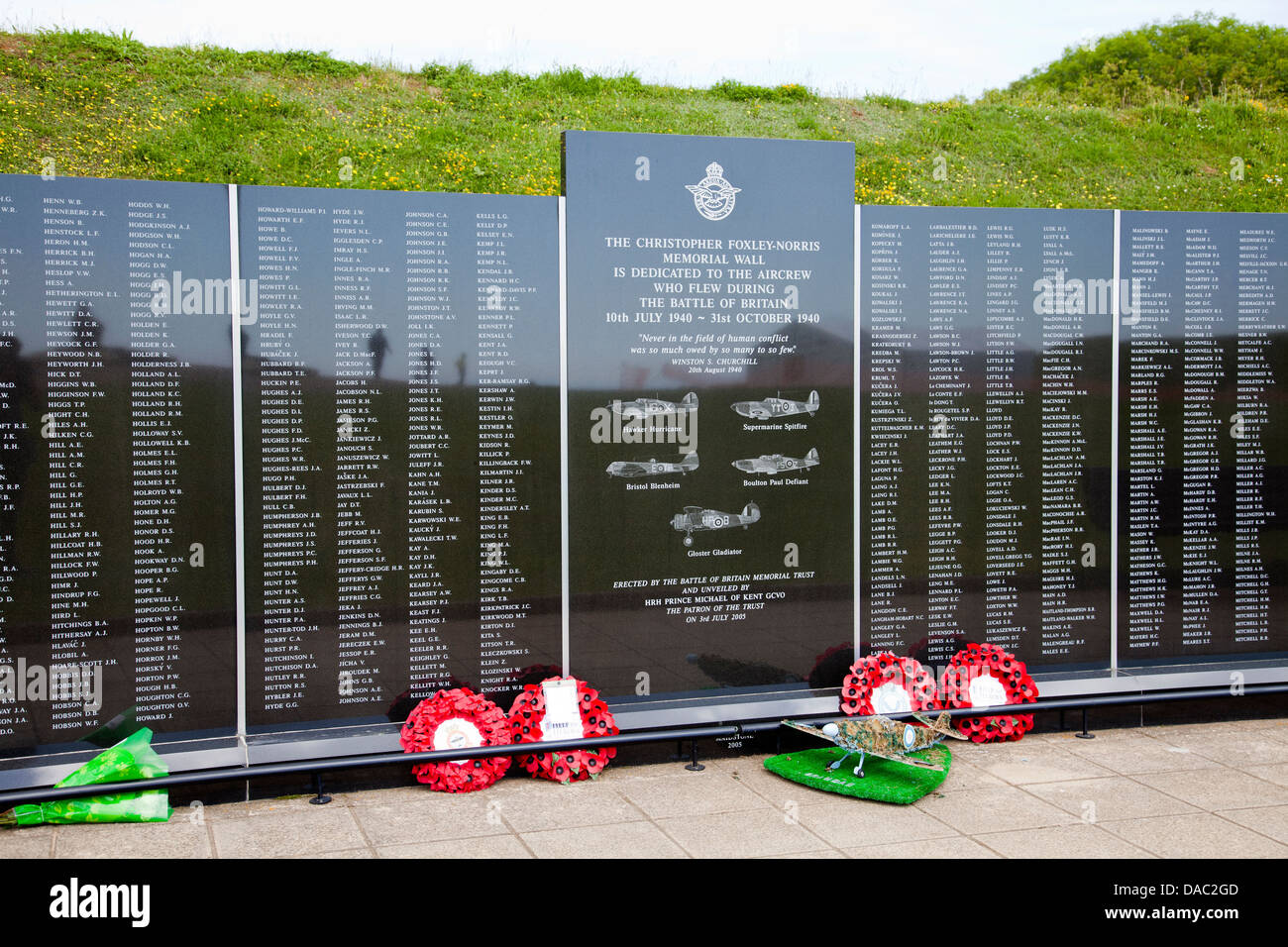 Battle of Britain War Memorial Wall at Capel-Le-Ferne in Folkestone ...