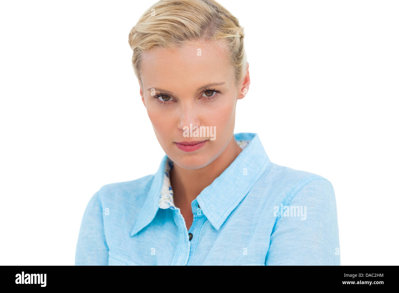 Angry blonde looking at camera Stock Photo - Alamy
