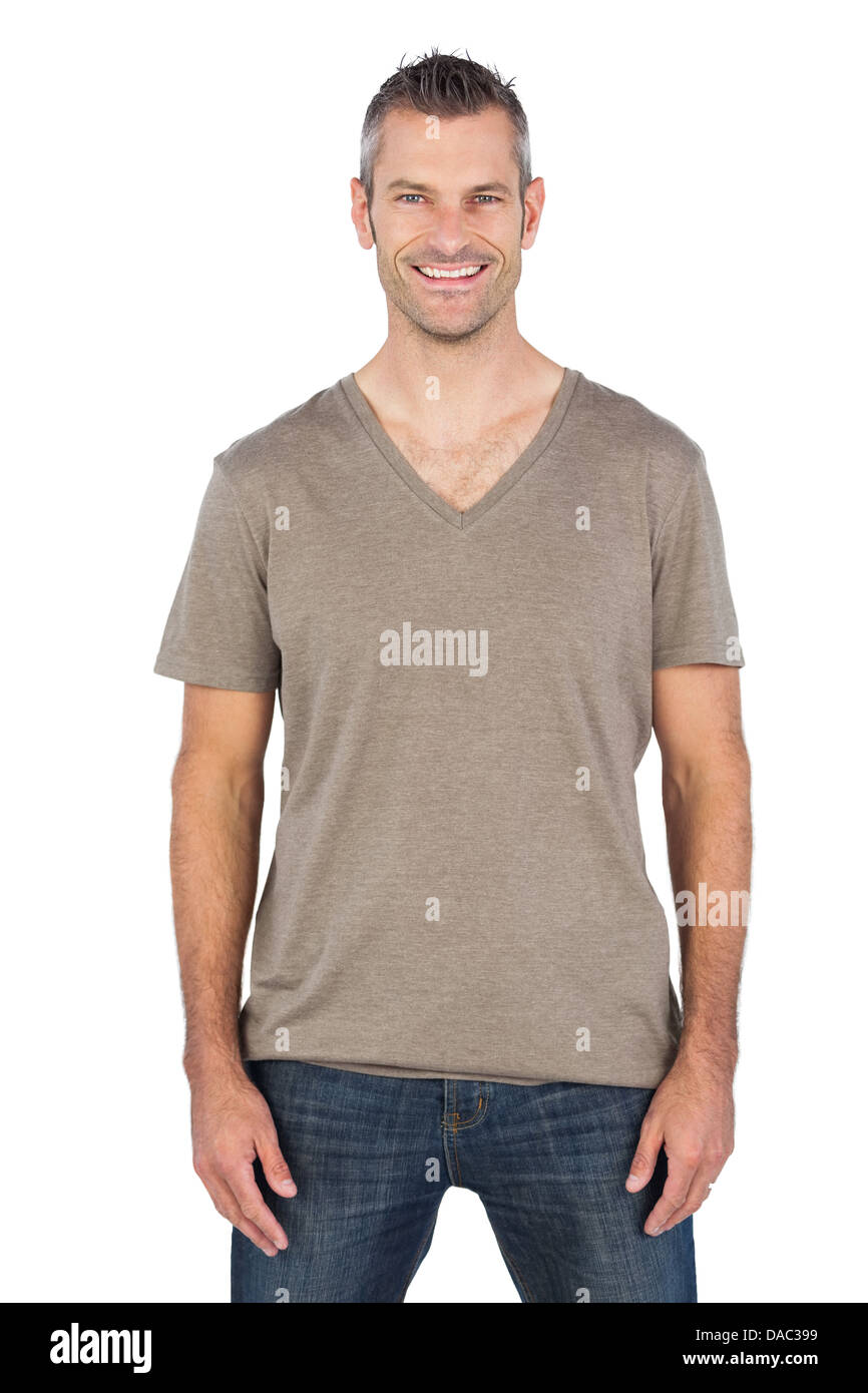 Smiling man posing for the camera Stock Photo - Alamy