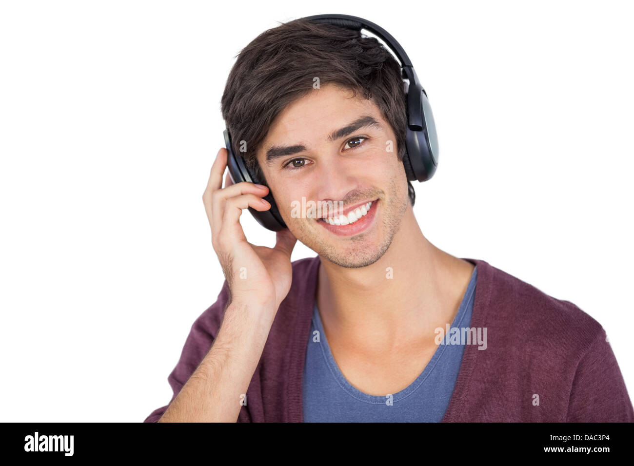 Handsome hispanic man listening hi-res stock photography and images - Alamy
