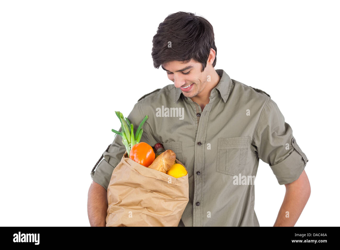 Man with groceries bag hi-res stock photography and images - Alamy