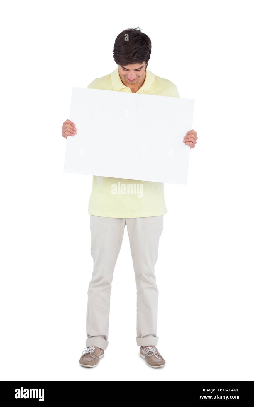 Man holding empty placard Cut Out Stock Images & Pictures - Alamy