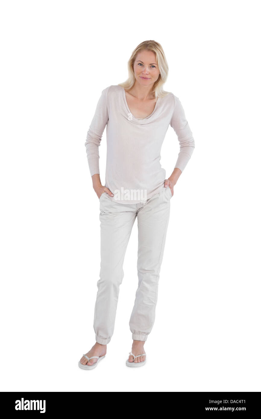 Female smiling pockets hi-res stock photography and images - Alamy