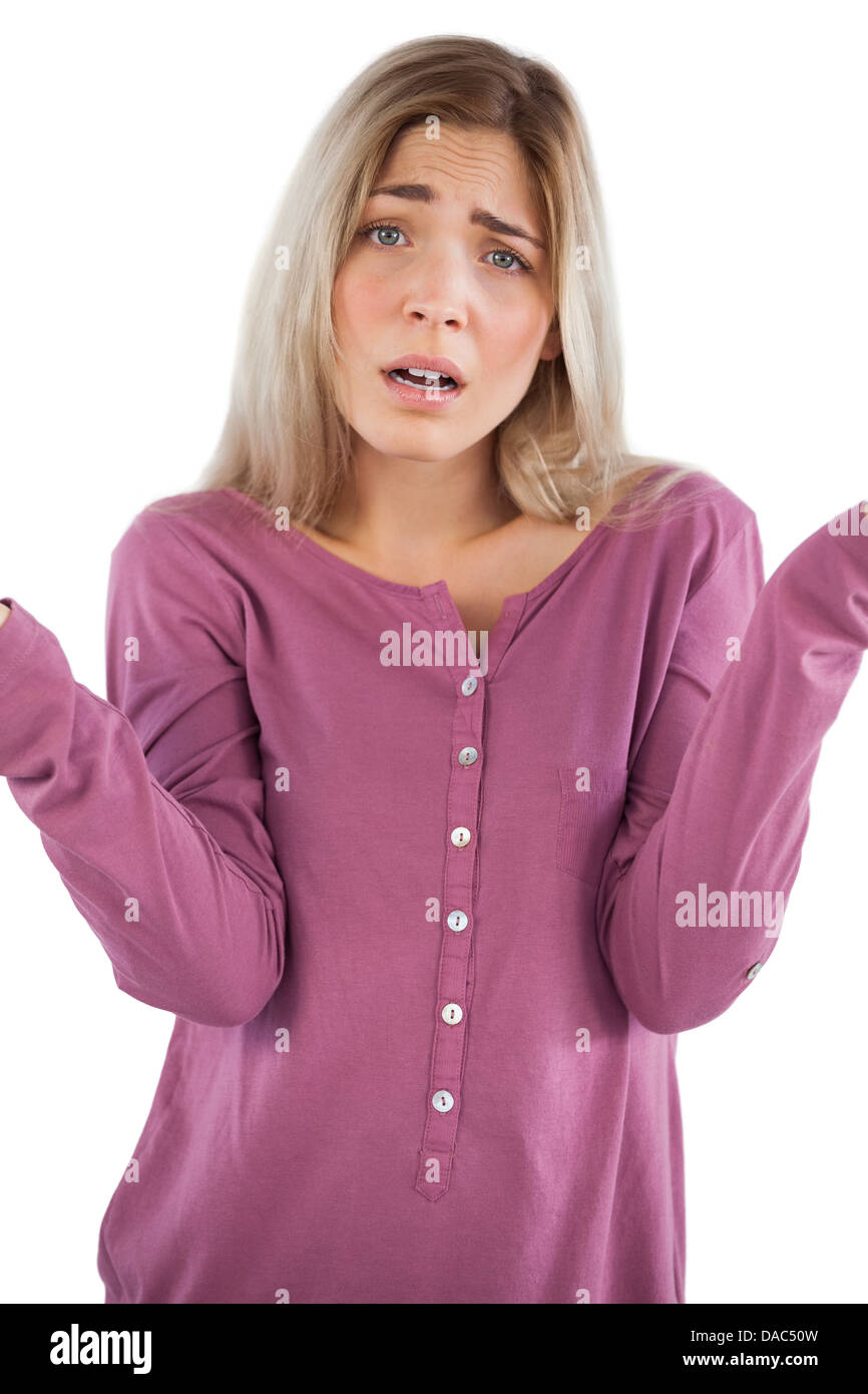 Woman looking camera confused hi-res stock photography and images - Alamy