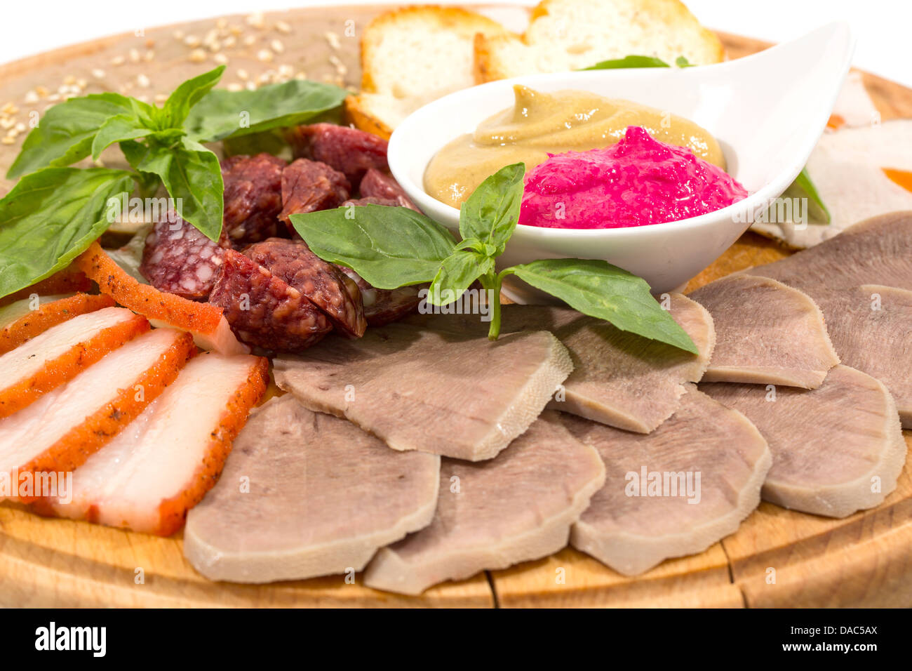 meat dish with several kinds of sausages Stock Photo - Alamy