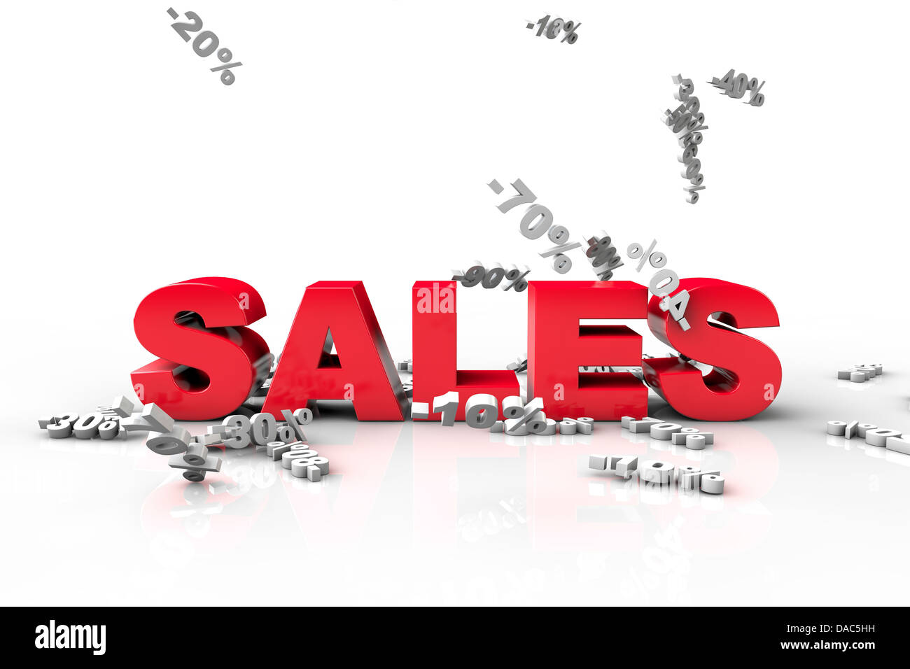 3D discount text falling on 3d text sales, isolated on white background ...